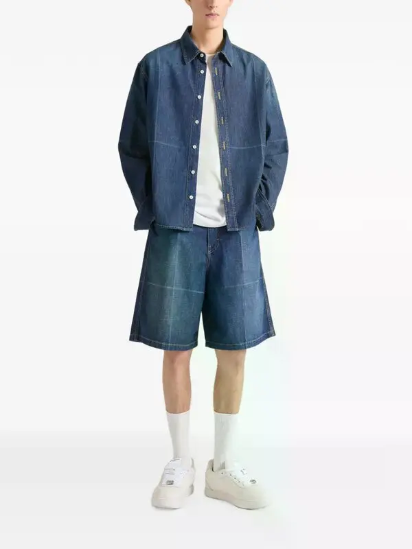 Givenchy Couture Seam Bermuda Shorts In Denim With Folded Effect
