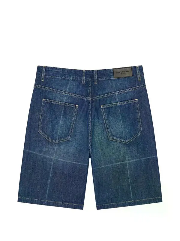 Givenchy Couture Seam Bermuda Shorts In Denim With Folded Effect