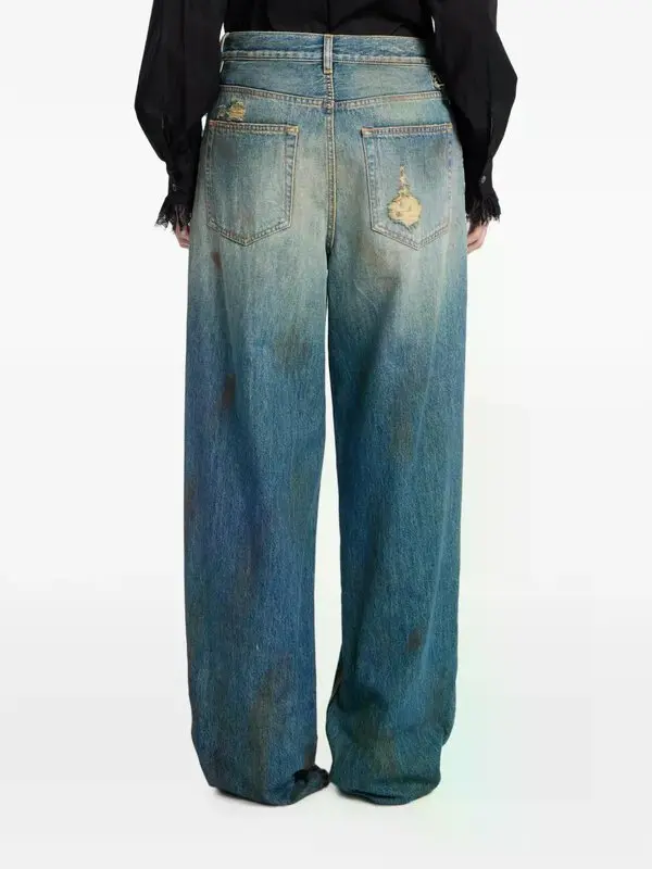 ANN DEMEULEMEESTER Distressed Script-print Jeans