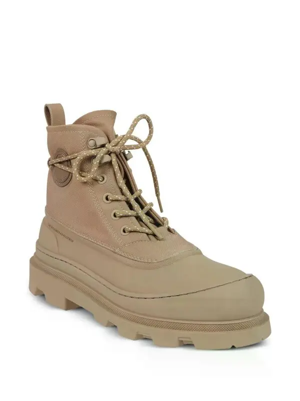 Moncler Vera Sheal Logo-patch Lace-up Boots - Neutrals