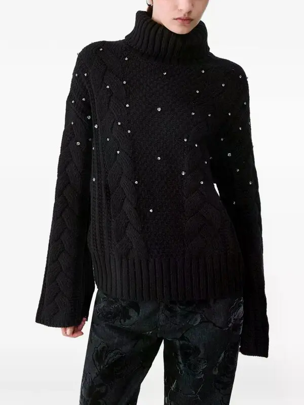 Liu Jo Cable-knit Turtleneck With Rhinestones
