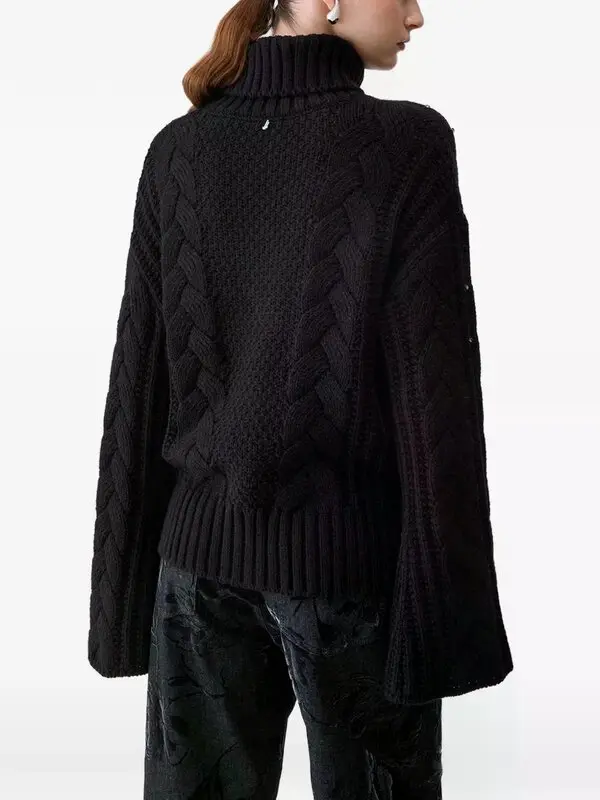 Liu Jo Cable-knit Turtleneck With Rhinestones