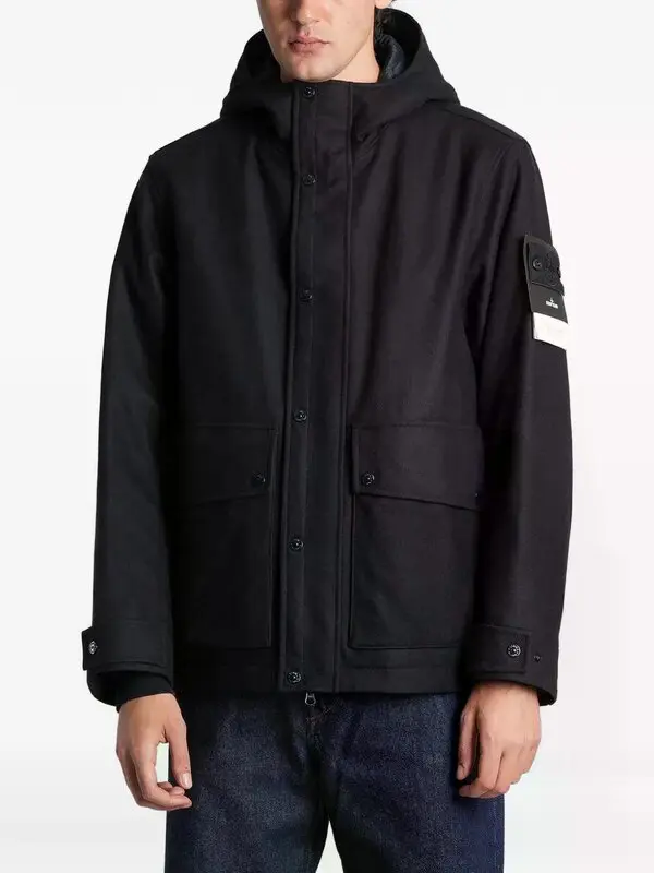 Stone Island 4100018 Woll Nylon Flannel_s.i Ghost Jacket - Black