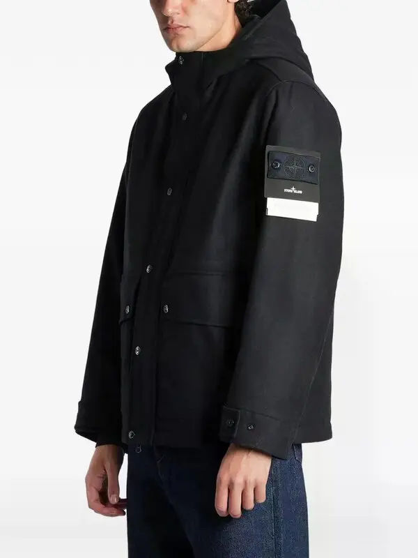 Stone Island 4100018 Woll Nylon Flannel_s.i Ghost Jacket - Black