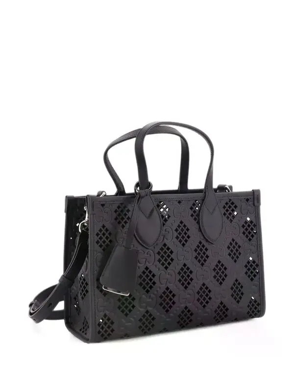 Gucci Convertible Gg Debossed Laser Cut Leather Small Tote Bag