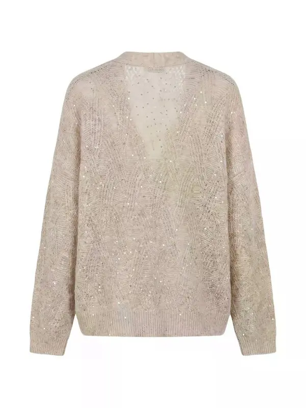 Peserico Sequin-embellished Open-knit Cardigan