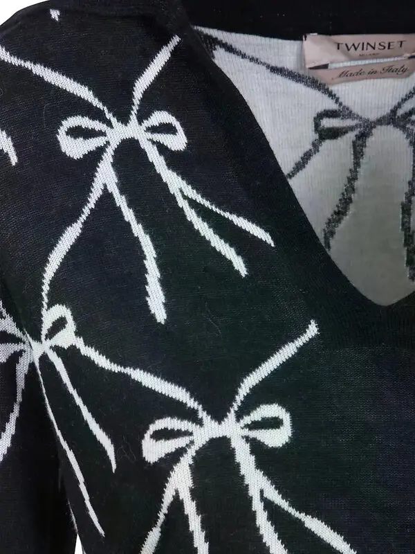 TWINSET Bow-print V-neck Sweater