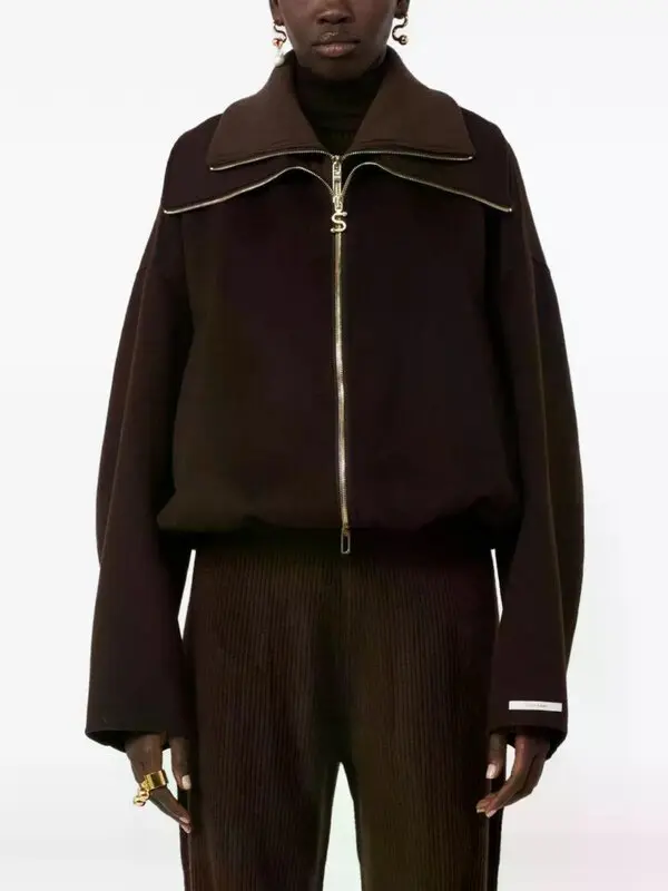 Max Mara Zip-up Virgin Wool Coat - Brown