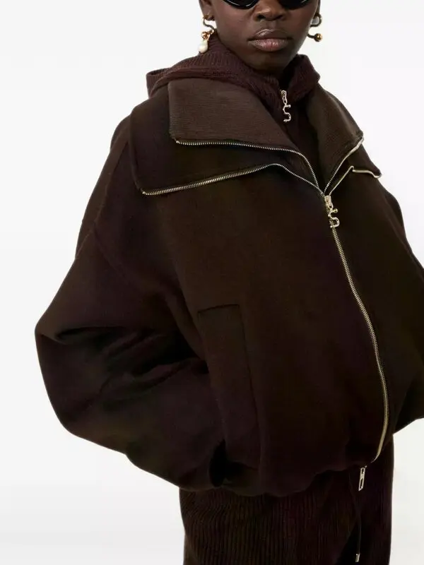 Max Mara Zip-up Virgin Wool Coat - Brown