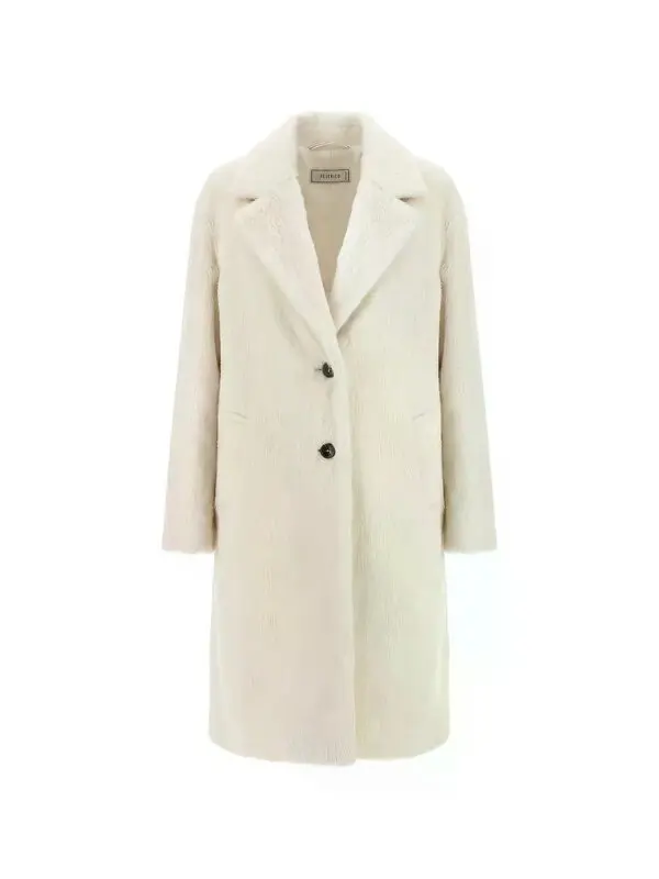 Peserico Faux-fur Single-breasted Coat - Neutrals