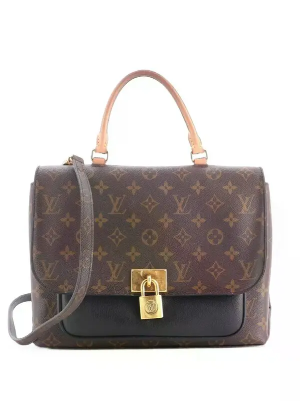 LOUIS VUITTON Marignan Handbag Monogram Canvas With Leather Shoulder Bag - Brown