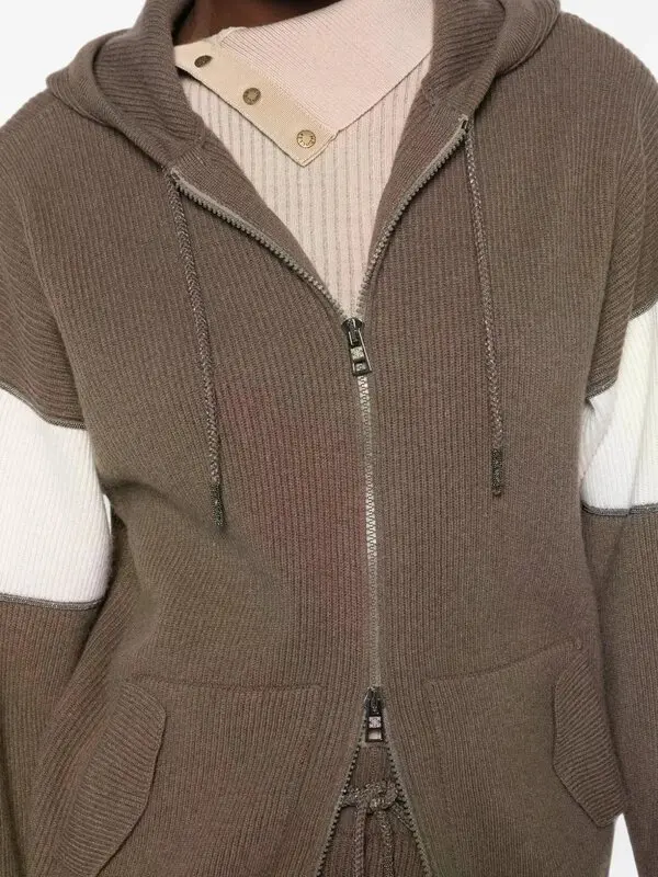 PANICALE Ribbed-knit Colour-block Hoodie