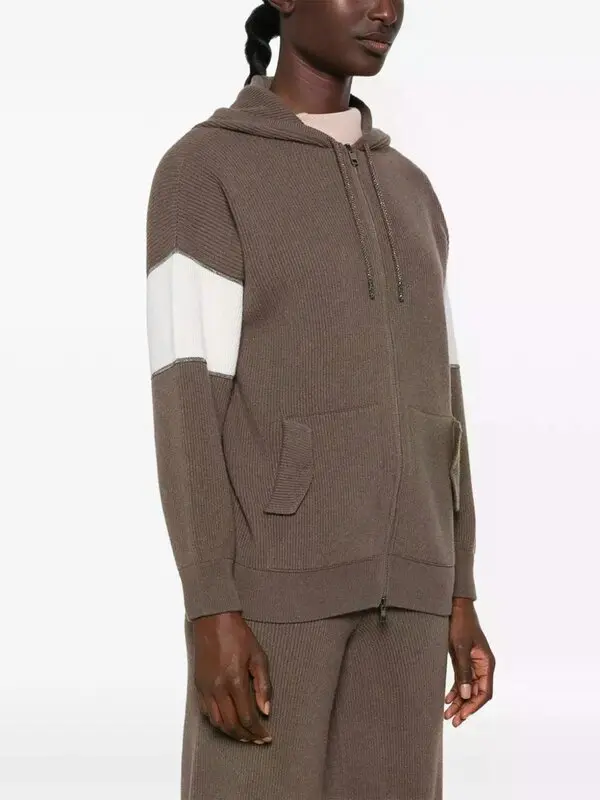 PANICALE Ribbed-knit Colour-block Hoodie