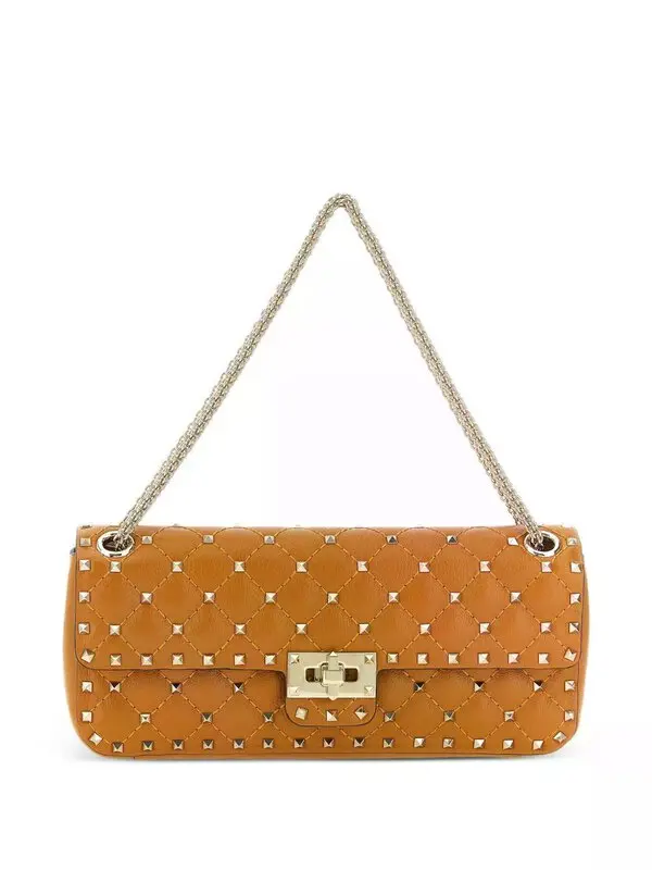 Valentino Garavani Medium Rockstud Spike Quilted Leather Shoulder Bag - Orange