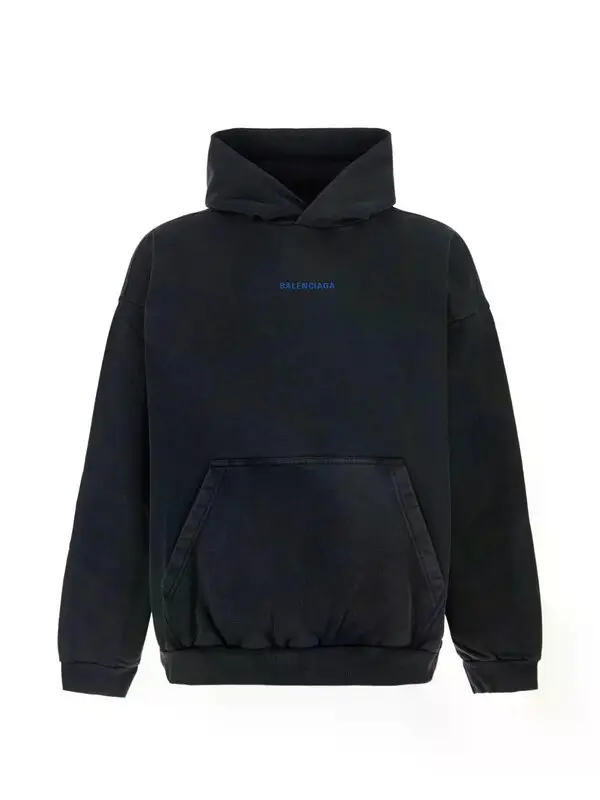 Balenciaga Logo-embroidered Hoodie - Black