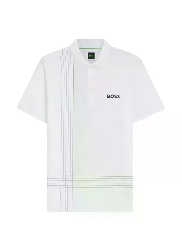 BOSS Striped Short-sleeve Polo Shirt - White