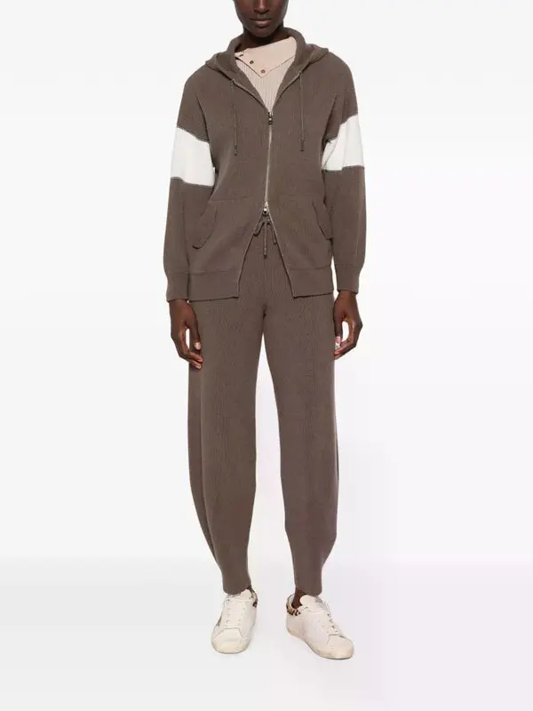 PANICALE Ribbed-knit Drawstring Track Pants - Brown