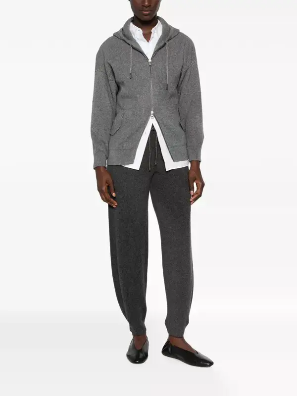 PANICALE Ribbed-knit Zip-up Hoodie