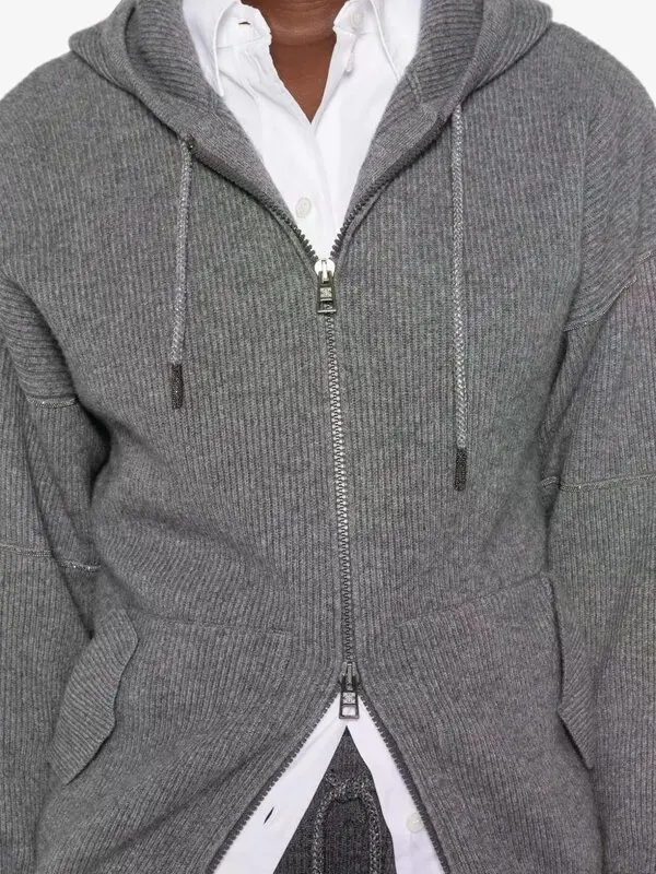 PANICALE Ribbed-knit Zip-up Hoodie