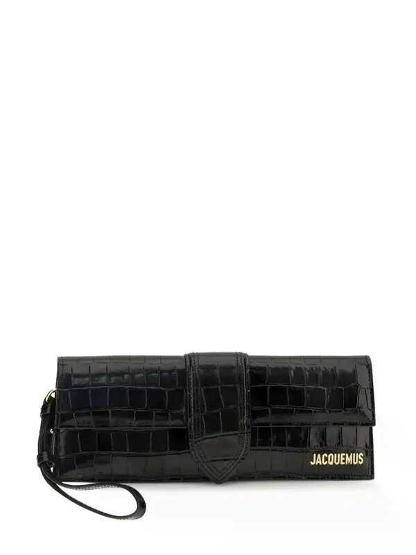 Jacquemus Le Bambino Croc-effect Leather Clutch Bag - Black