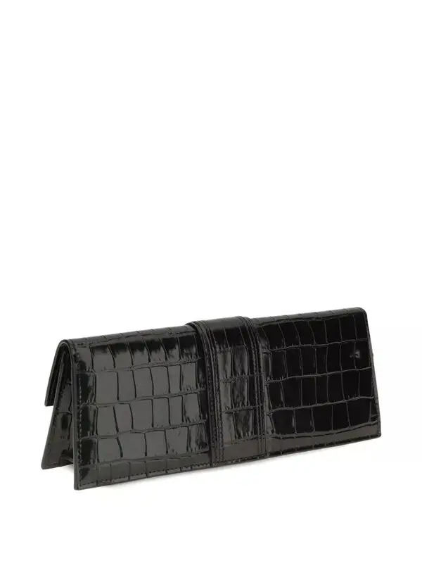 Jacquemus Le Bambino Croc-effect Leather Clutch Bag - Black
