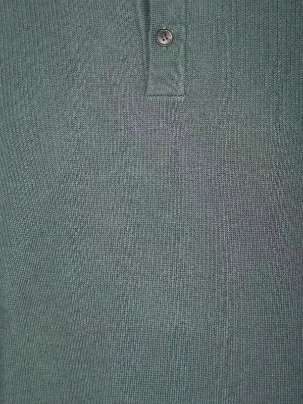 DELL'OGLIO English M Button-fastening Ribbed-knit Polo Shirt - Green