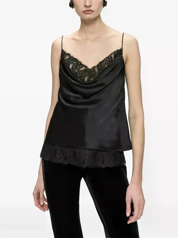 NISSA Satin Lace-trim Top