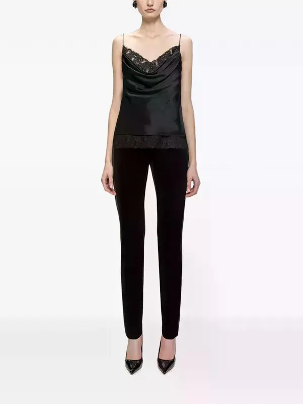 NISSA Satin Lace-trim Top