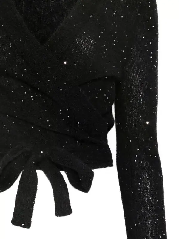 GENTRYPORTOFINO Sequin-embellished Wrap Cardigan