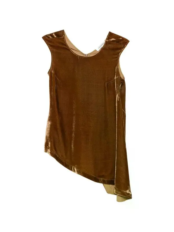GENTRYPORTOFINO Asymmetric Velvet Top - Brown