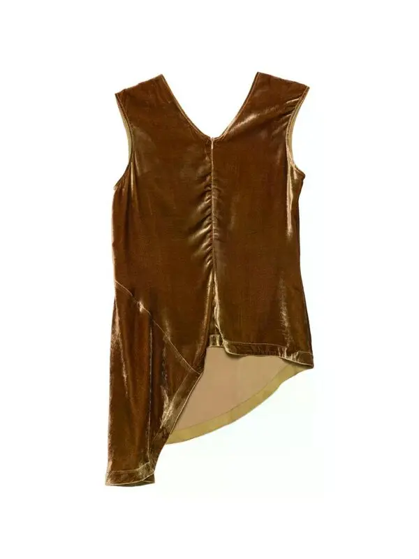 GENTRYPORTOFINO Asymmetric Velvet Top - Brown