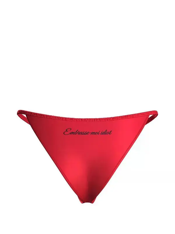 SCANDALE Dédicace Embroidered Satin Briefs - Red
