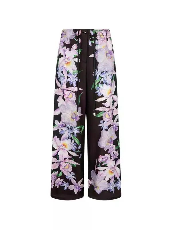 Attico Floral-print Silk Trousers