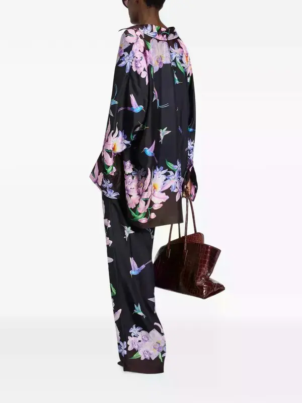 Attico Floral-print Silk Trousers