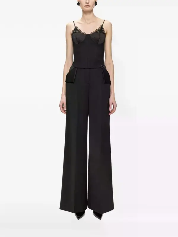 NISSA Wool-blend Lace Corset Top
