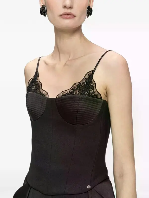NISSA Wool-blend Lace Corset Top