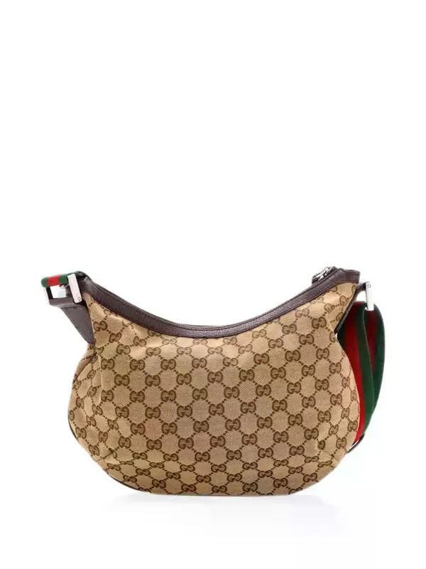 Gucci Saddle Zip Messenger Bag Gg Canvas With Leather Medium Crossbody Bag