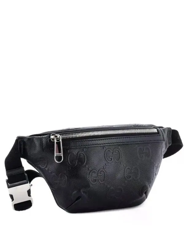 Gucci Gg Embossed Perforated Leather Small Belt Bag - Black