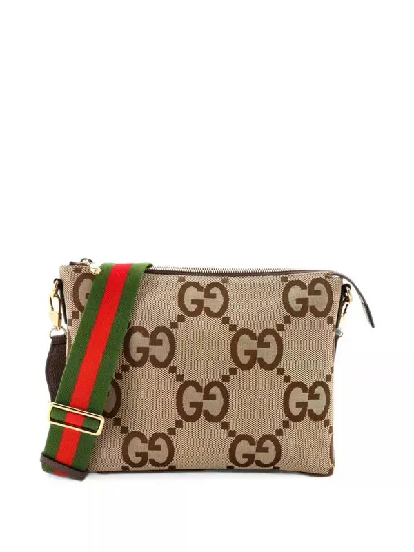 Gucci Zip Messenger Bag Jumbo Gg Canvas Crossbody Bag