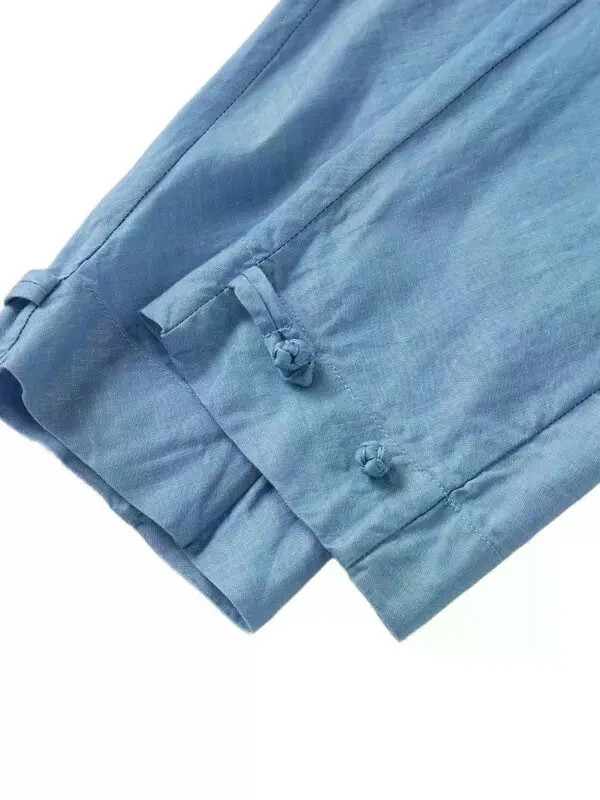 Shanghai Tang Frog-fastening Mandarin-collar Shirt