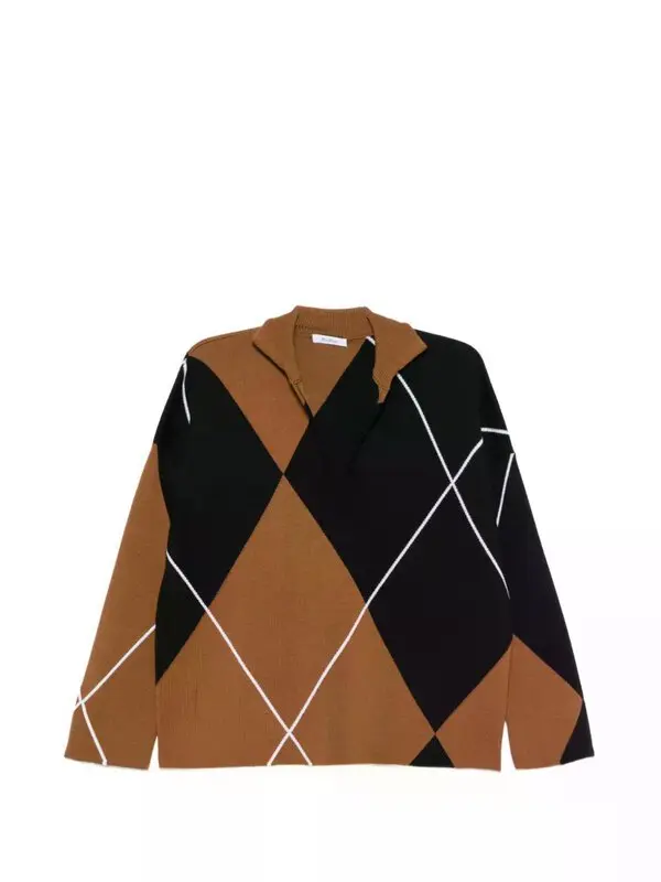 Max Mara Sala Argyle-pattern Sweater - Black