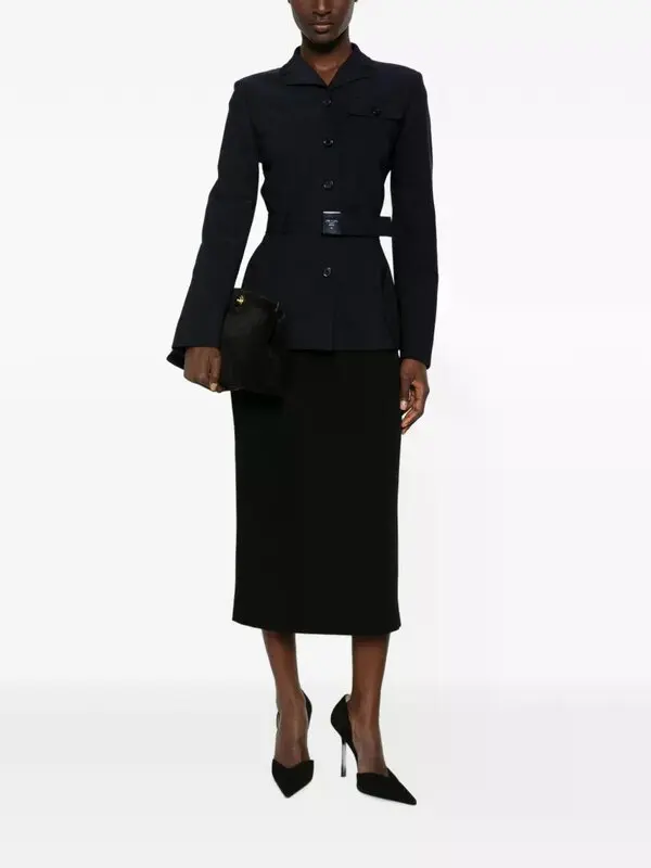 Prada 1990s Belted Jacket - Blue