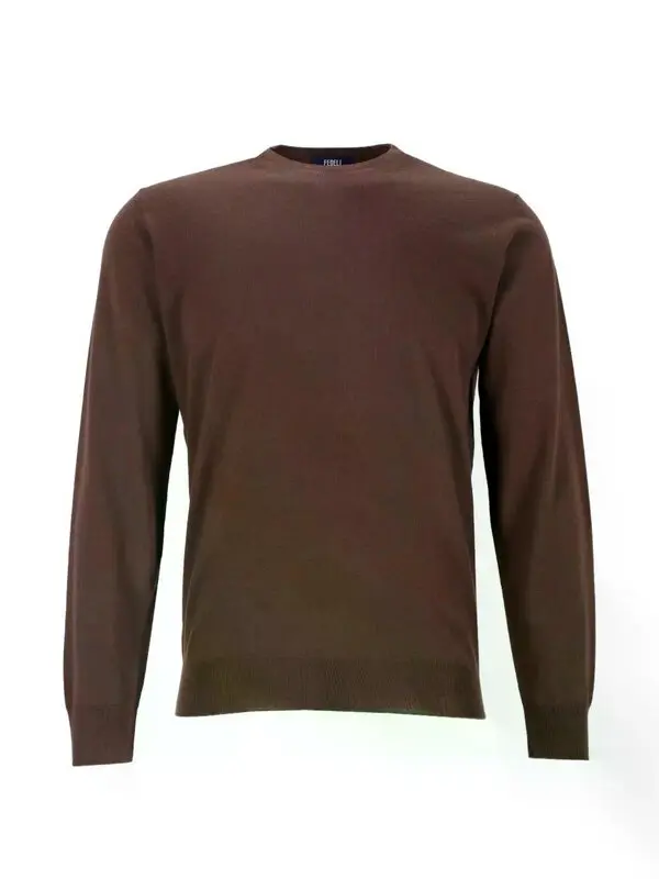 Fedeli Ribbed-trim Fine-knit Wool Sweater - Brown