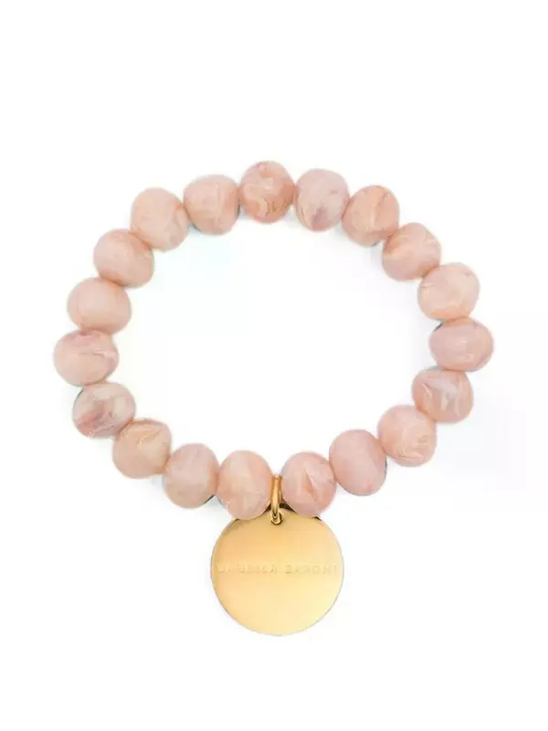 VANESSA BARONI Mini Logo-pendant Beaded Bracelet