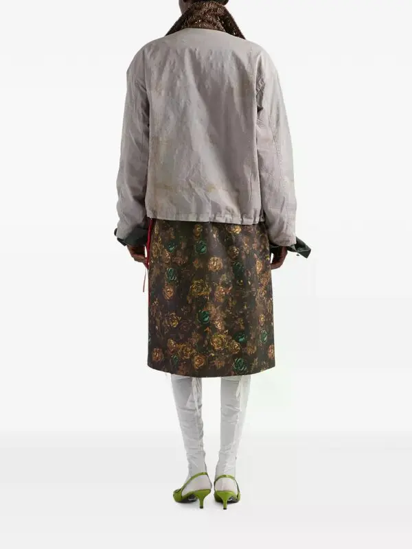 Prada Reversible Antiqued Twill And Houndstooth Check Blouson Jacket