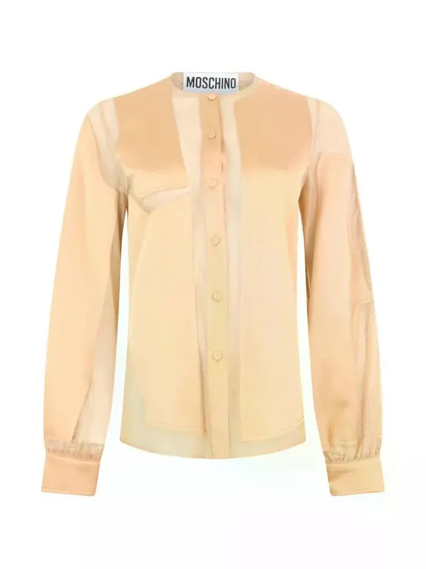 Moschino Mesh-panelled Long-sleeve Shirt - Neutrals