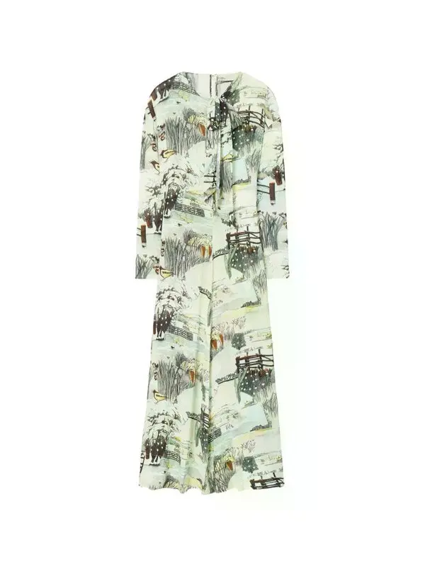 Tory Burch Printed Viscose Bow Dress
