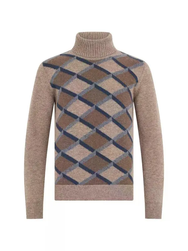 Fedeli Diamond-pattern Roll-neck Sweater