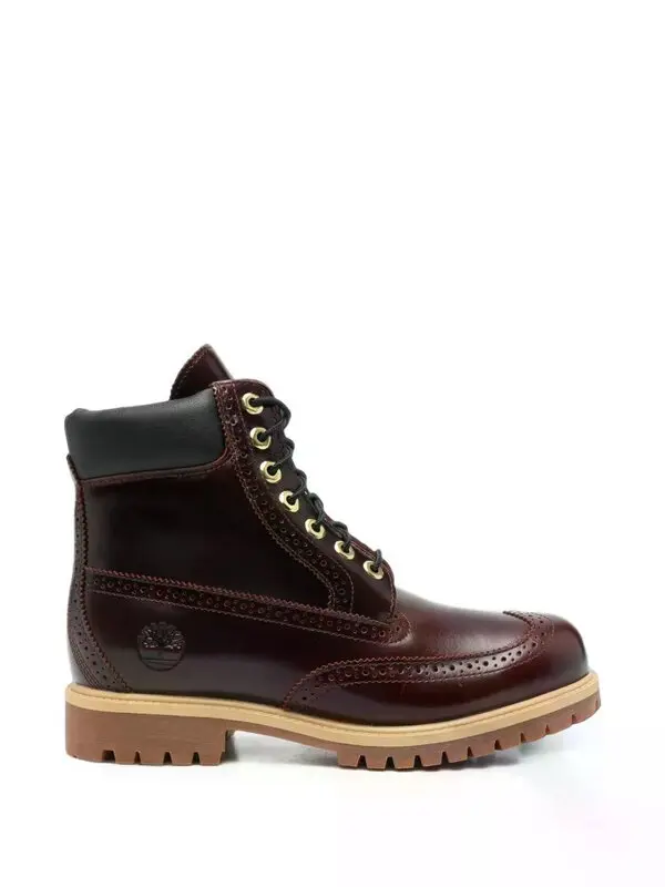 Timberland Brogue-detail Leather Boots - Red