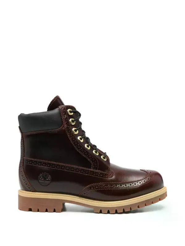 Timberland Brogue-detail Leather Boots - Red